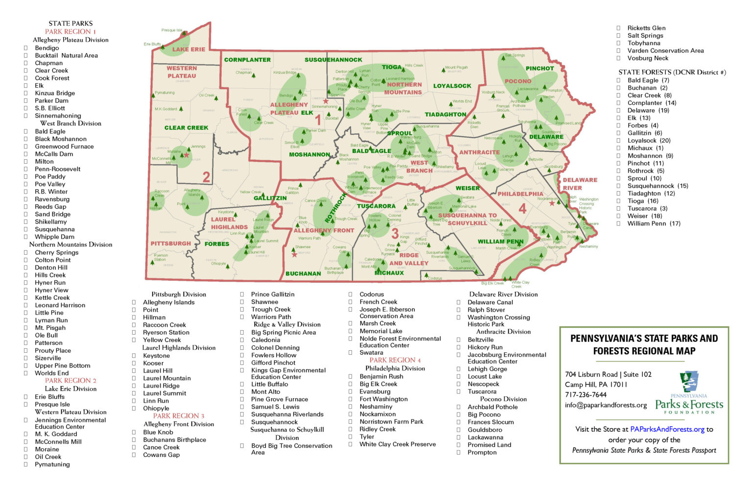 State Parks Regional Map | Pennsylvania Parks and Forests Foundation